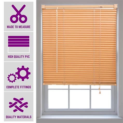 Wood Accent Pvc Ventian Blind Free Cut Service By Furnished Teak Colour Pallet W105cm X L