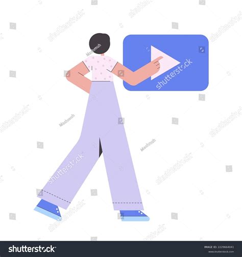 Character Presses Play Video Playback Vector Stock Vector Royalty Free