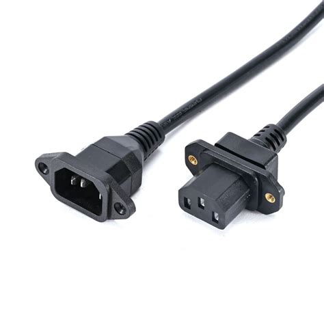 Iec C14 To C13 Screws Panel Mount Extension Cable