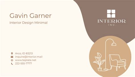 Free Interior Design Minimal Business Card Template To Edit Online