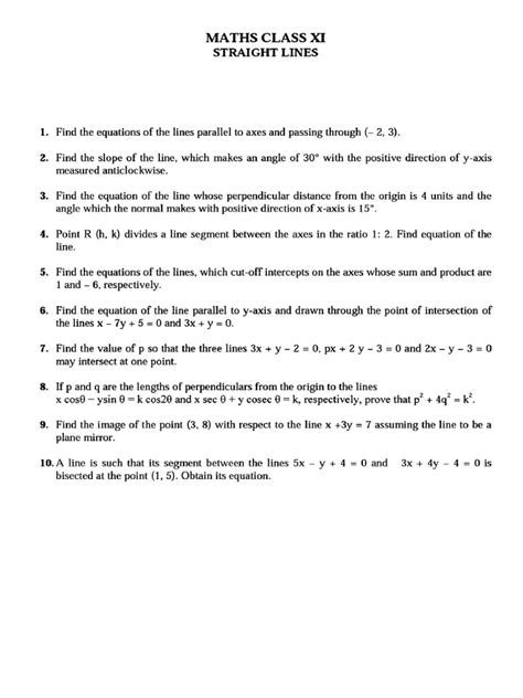 Straight Lines Download Free Pdf Cartesian Coordinate System Angle