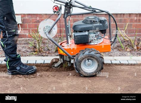 Installation Of A Boundary Cable With A Cable Laying Machine Stock