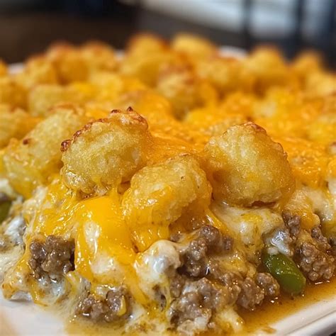 Easy Cheesy Tater Tot Casserole With Ground Beef
