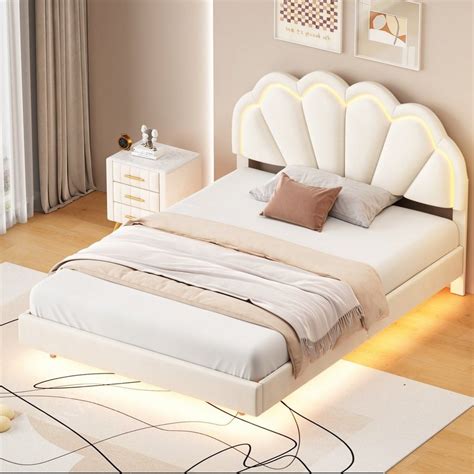 Odikalo Polsterbett Schwebebett Doppelbett Led Leuchten Kopfteil Samt