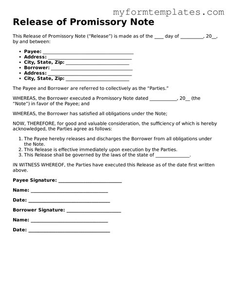Printable Release Of Promissory Note Form — My Form Templates