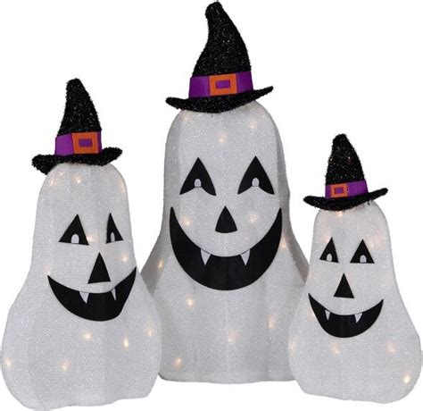 Northlight Set Of 3 Spooky Town Led Jack O Lantern Ghosts Outdoor