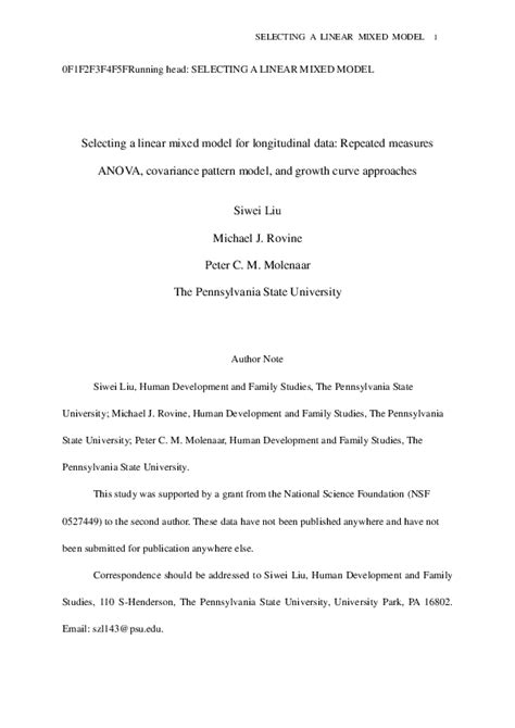 pdf selecting a linear mixed model for longitudinal data repeated