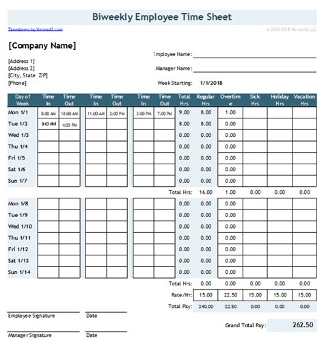 Excel Monthly Timesheet Template