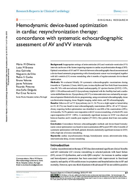 Pdf Hemodynamic Device Based Optimization In Cardiac