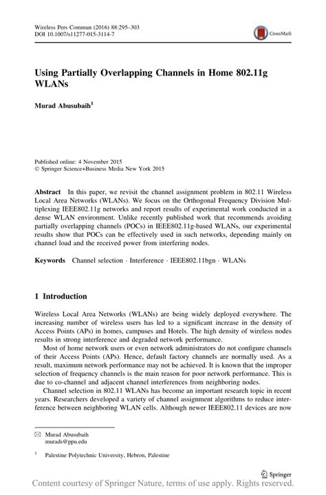 Using Partially Overlapping Channels In Home G Wlans Request Pdf