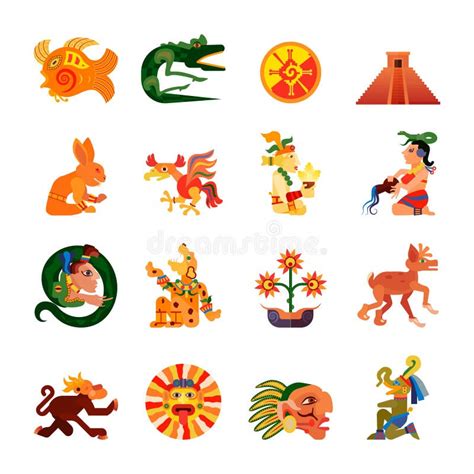 Sistema Azteca Del Icono Incluyó Los Iconos Como Maya Maya La Tribu La Antigüedad La