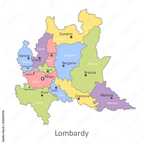 Vector De Stock Vector Illustration Administrative Map Of Lombardy
