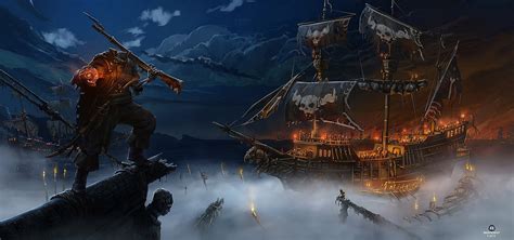 Brown Pirate Ship Illustration Ship Fantasy Art Artwork Hd Wallpaper Wallpaper Flare