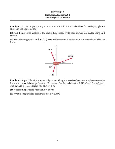 Physics 1b Professor Bauer Worksheet 1 Physics 1b Discussion