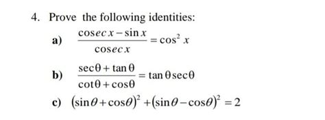 Solved Prove The Following Identities A Chegg