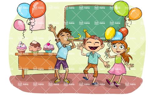 Classroom Party Vector Illustration Graphicmama