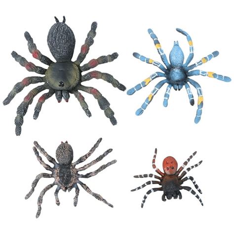 4pcs Simulation Spider Plastic Insect Model Toy Realistic Fake Spiders