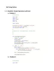 NLP Using Python Pdf NLP Using Python 1 1 HandsOn Simple