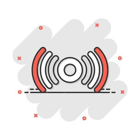 Premium Vector Motion Sensor Icon In Comic Style Sensor Waves Vector Cartoon Illustration