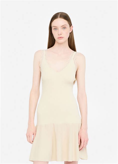 Abito Corto Con Dettagli In Pizzo Colore Beige Chiaro Liu Jo