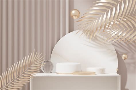 3d 렌더링 제품 모형 또는 화장품 프레젠테이션을 위한 최소한의 현실적인 파스텔 디스플레이 연단은 다채로운 파스텔 스튜디오