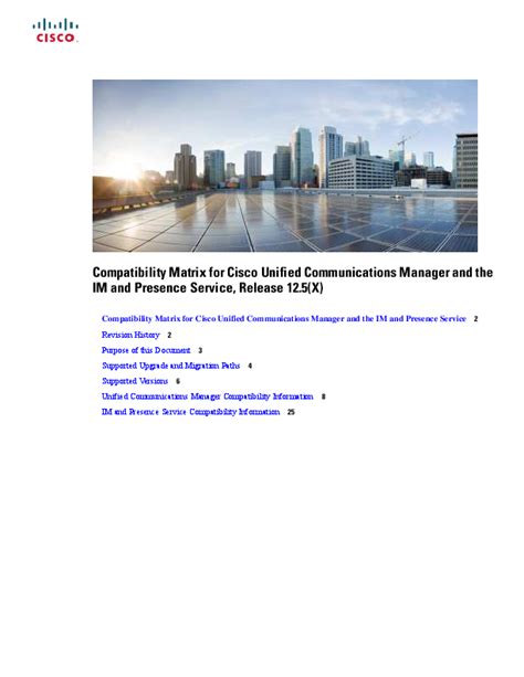 Cisco Unified Communications Manager And Im Compatibility Matrix 12 5 X