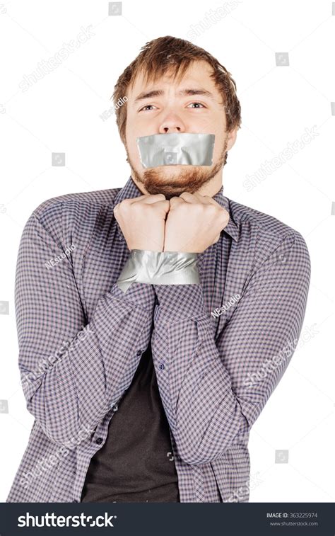 Man With Tape Over His Mouth Stock Photo Shutterstock