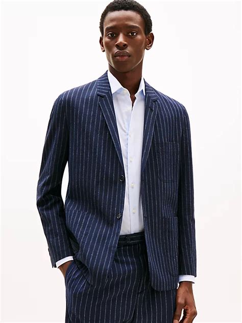 Pinstripe Single Breasted Blazer Blue Tommy Hilfiger