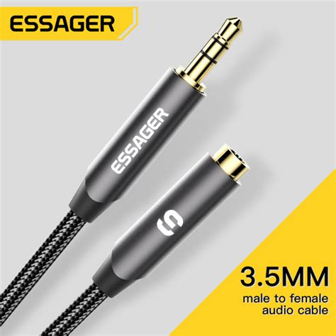 Essager Aux Cable Jack 3 5mm Male To Female Audio Cable Speaker