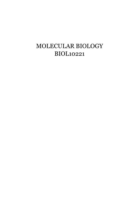 Molecular Bio Complete Notes For Entire Module MOLECULAR BIOLOGY