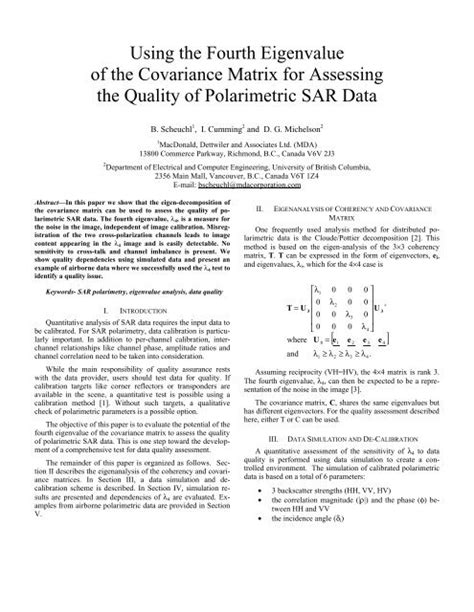 using the fourth eigenvalue of the covariance matrix for assessing