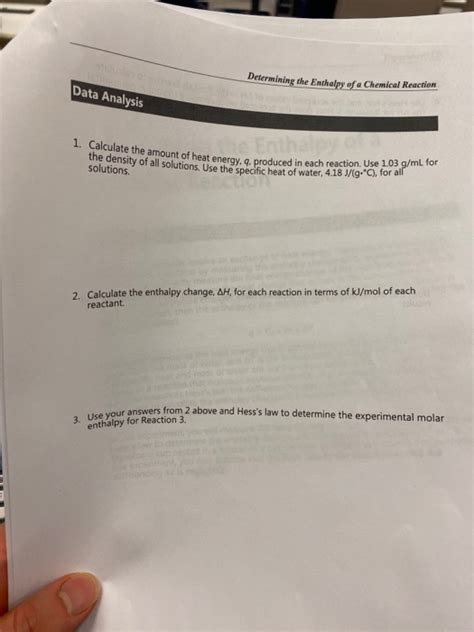Determining The Enthalpy Of A Chemical Reaction Chegg