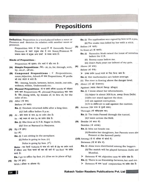 Preposition Notes Pdf