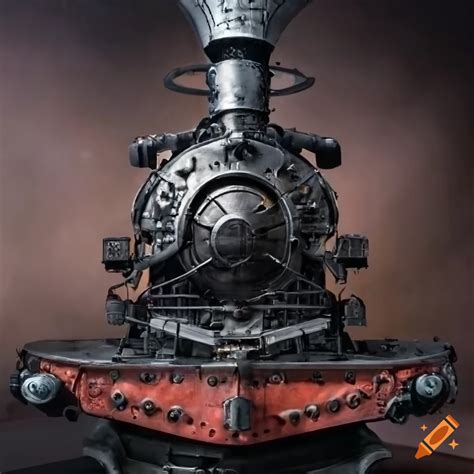 Photo Realistic Image Of A Robotic Knight Shaped Steam Locomotive On