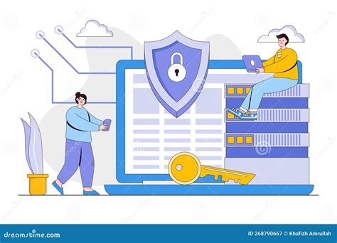 Cyber Security Vector Illustration Concept With Characters Data
