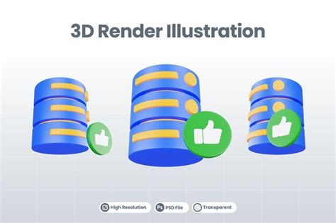 Premium PSD 3d Render Database Server Icon With Like Icon Isolated