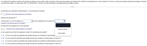 Solved A Determine The Coefficient Of Determination R2 Chegg