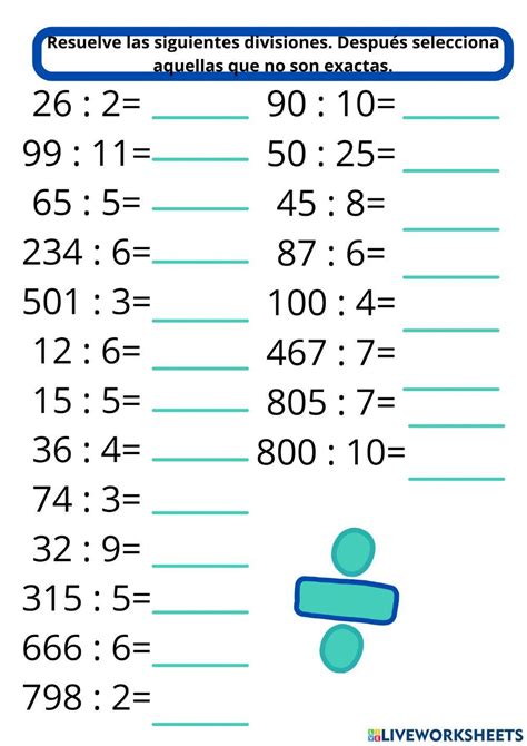 Divisiones De Una Cifra Online Pdf Worksheet Live Worksheets