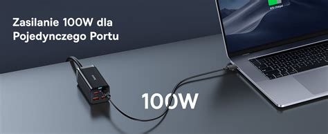 Baseus Ładowarka USB C W PD GaN III portowa szybka kompaktowa z kablem AC m