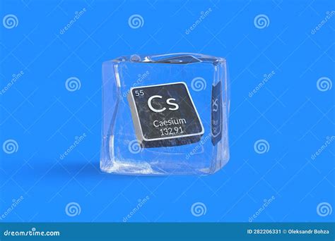 Caesium Cs Chemical Element Of Periodic Table In Ice Cube Symbol Of