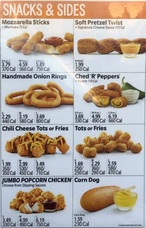 Printable Sonic Menu