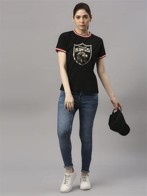Buy Women Black Printed Round Neck T Shirts From Fancode Shop