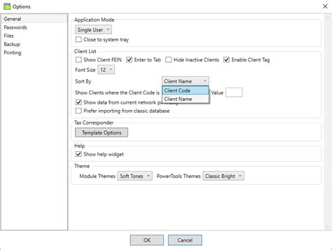 sorting and filtering by client code cfs tax software inc