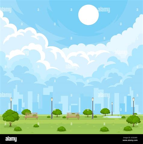 City Summer Park With Stock Vector Image And Art Alamy