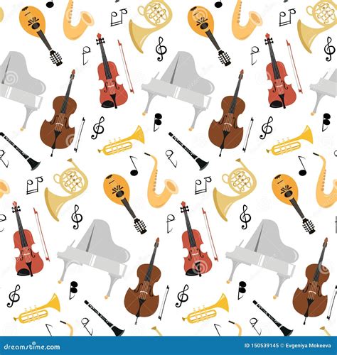 Seamless Pattern With Musical Instruments On The White Background Stock Illustration