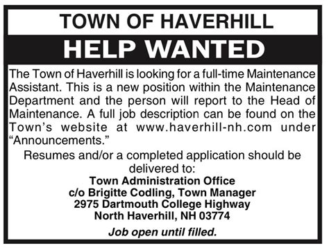 Brigitte Codling On Linkedin The Town Of Haverhill Nh Is Looking To