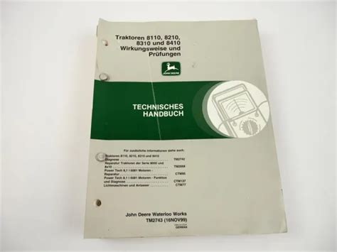 John Deere 8110 8210 8310 8410 Traktor Werkstatthandbuch Wirkungsweise