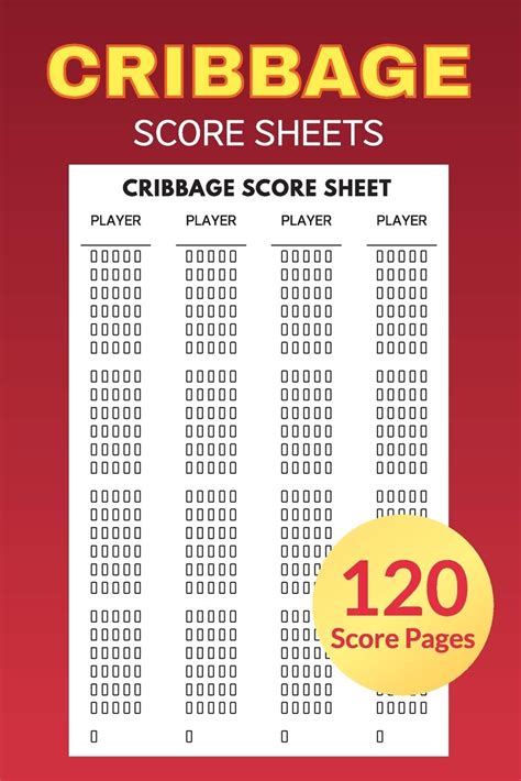 Cribbage Score Sheets 120 Score Pages Perfect Scoresheet Record Book