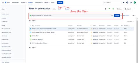 sort backlog issues by priority score appbox support