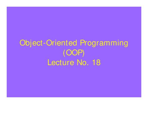 Assignment Operator Object Oriented Programming Lecture Slides Docsity